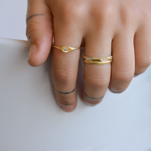 Six Hexagons ring - 18k solid gold & diamonds – YAEL LEVIN