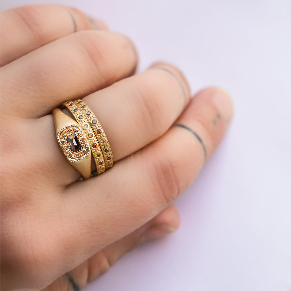 Band ring - 18k solid gold & chocolate diamonds – YAEL LEVIN